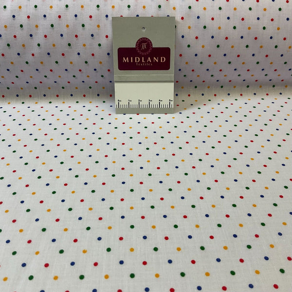 Multi coloured dot spot Poly cotton spotted dotted printed fabric M170 ...