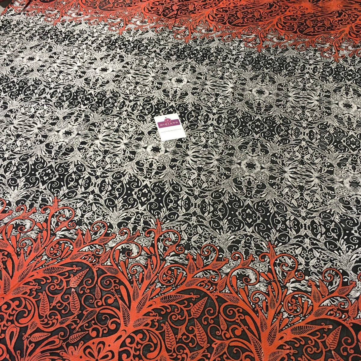 Two Tonal Double Border Burnout satin devore Chiffon fabric 58" Wide M ...