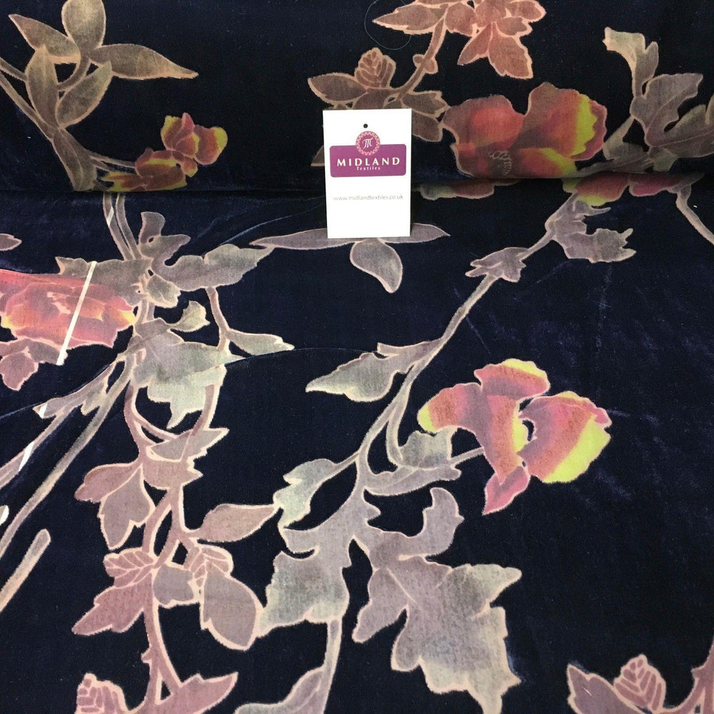 Lightweight Floral Velvet chiffon burnout Devore dress Fabric 50" Wide ...