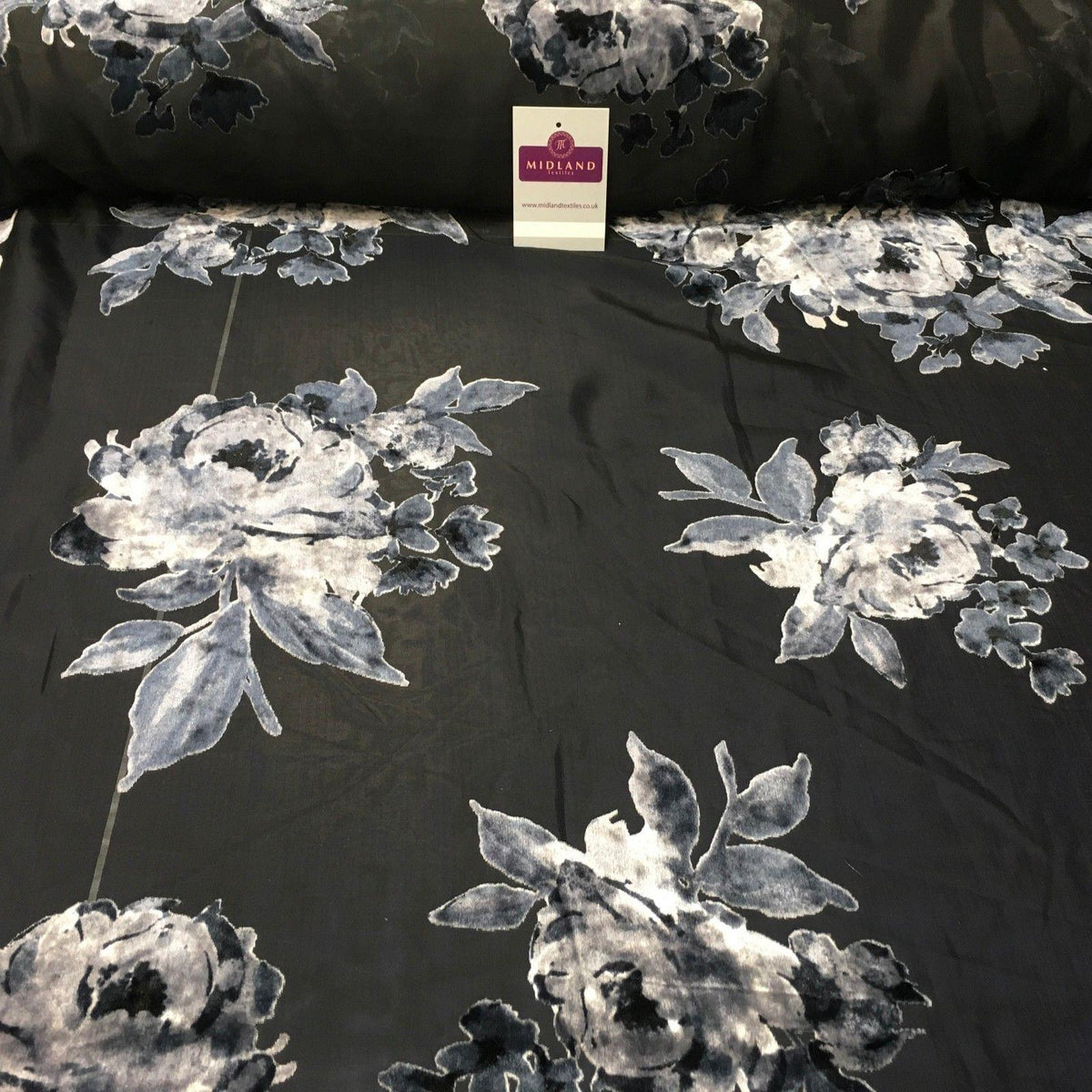 Lightweight Floral Velvet chiffon burnout Devore dress Fabric 50" Wide ...