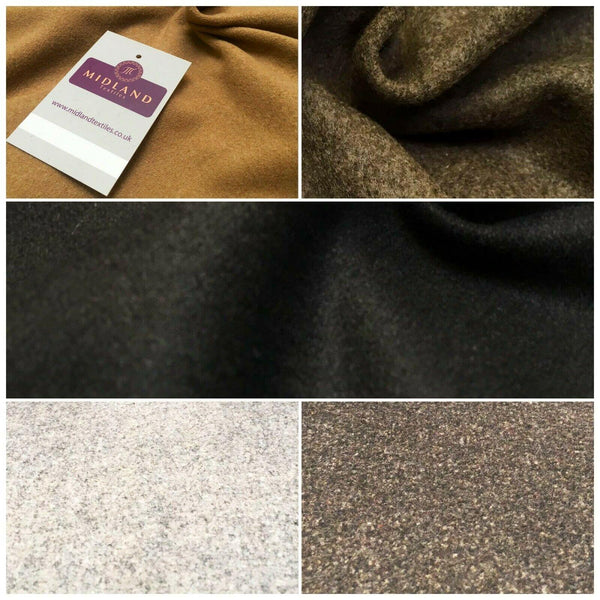 Plain Textured Melton Coating Wool Blend Fabric 139 cm MK1016 Mtex ...