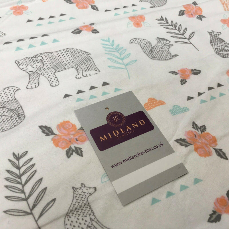 White Forrest Theme Cotton Winceyette Soft Brushed Flannel Fabric 110c ...