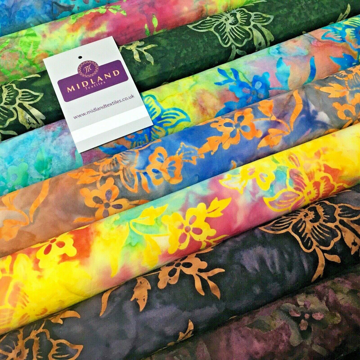 Floral Bali Batik Stamp Dyed Craft Cotton Fabric 110 cm MK1277 Mtex ...
