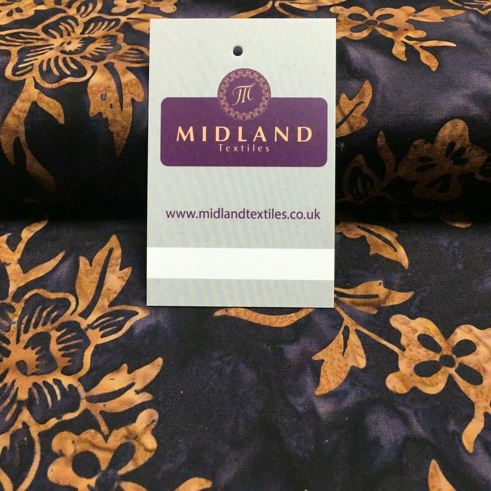 Floral Bali Batik Stamp Dyed Craft Cotton Fabric 110 cm MK1277 Mtex ...