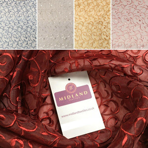 Embroidered Floral Viscose Organza Dress Curtain Fabric 150 cm MK1359